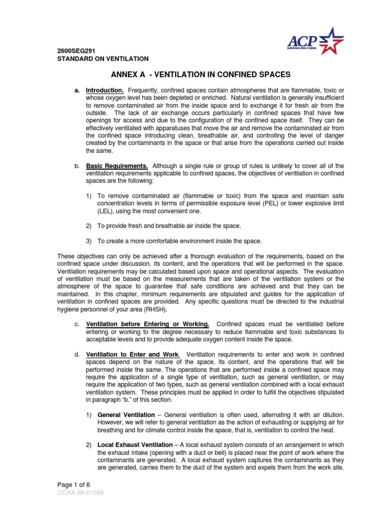 Confined Space | PDF | Ventilation (Architecture) | Atmosphere Of Earth