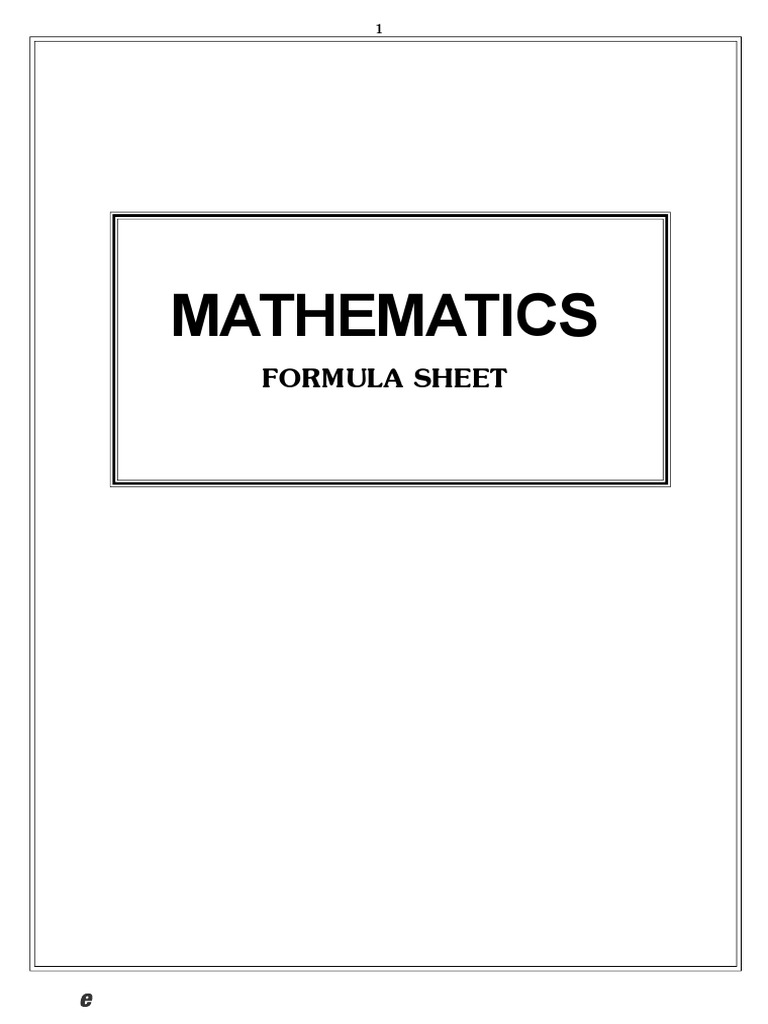 Mathematics Formula Booklet | PDF | Trigonometric Functions | Sine