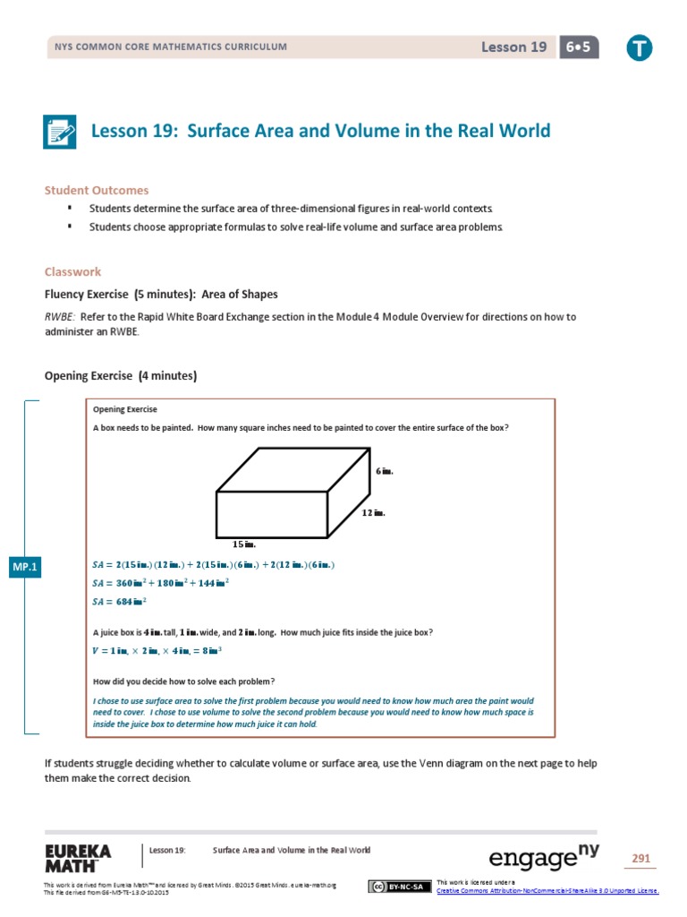 Math g6 m5 Topic D Lesson 19 Teacher | PDF | Volume | Common Core State ...