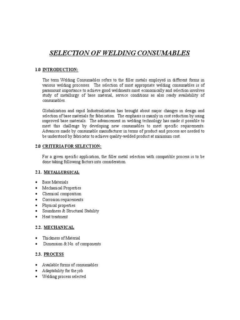 Selection of Welding Consumables | PDF | Welding | Construction