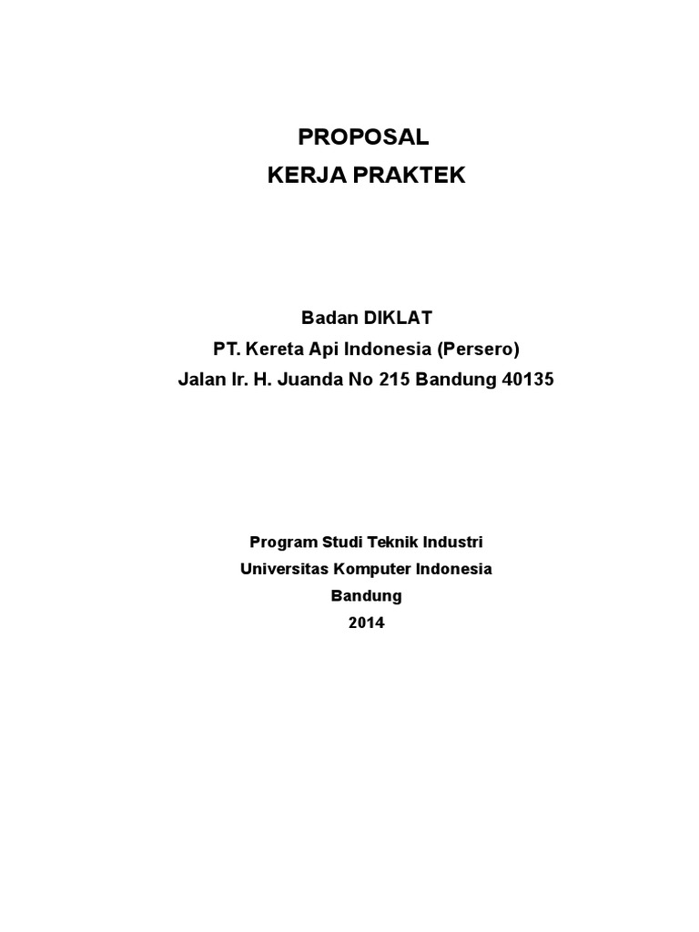 Proposal Kerja Praktek PT Kai | PDF