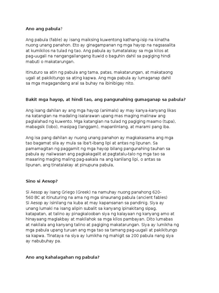 Ano Ang Pabula | PDF