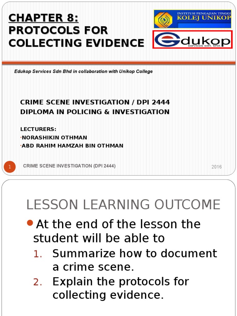 8.Protocols for Collecting Evidence | Crime Scene | Forensic Science