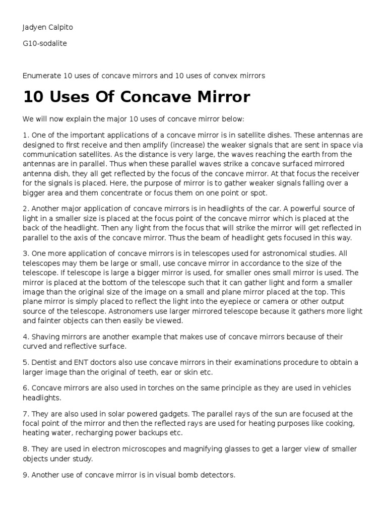 Uses Of Convex Mirror