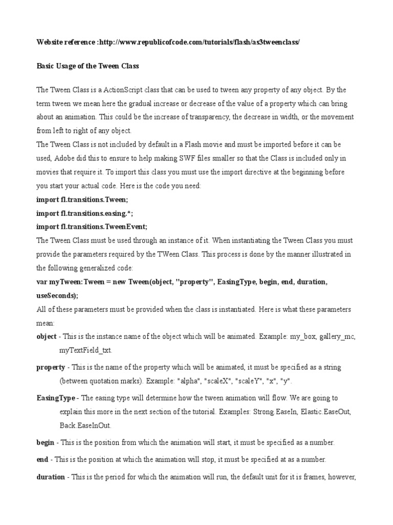 AS3 Tween Class | PDF | Action Script | Software Development