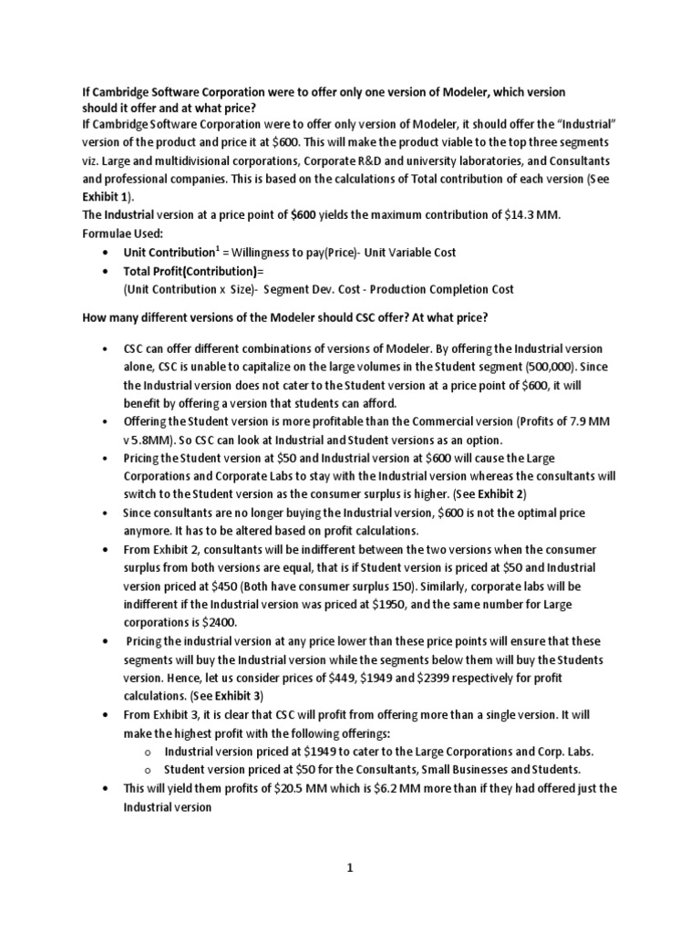 Cambridge Software Corporation | PDF | Economic Surplus | Profit ...