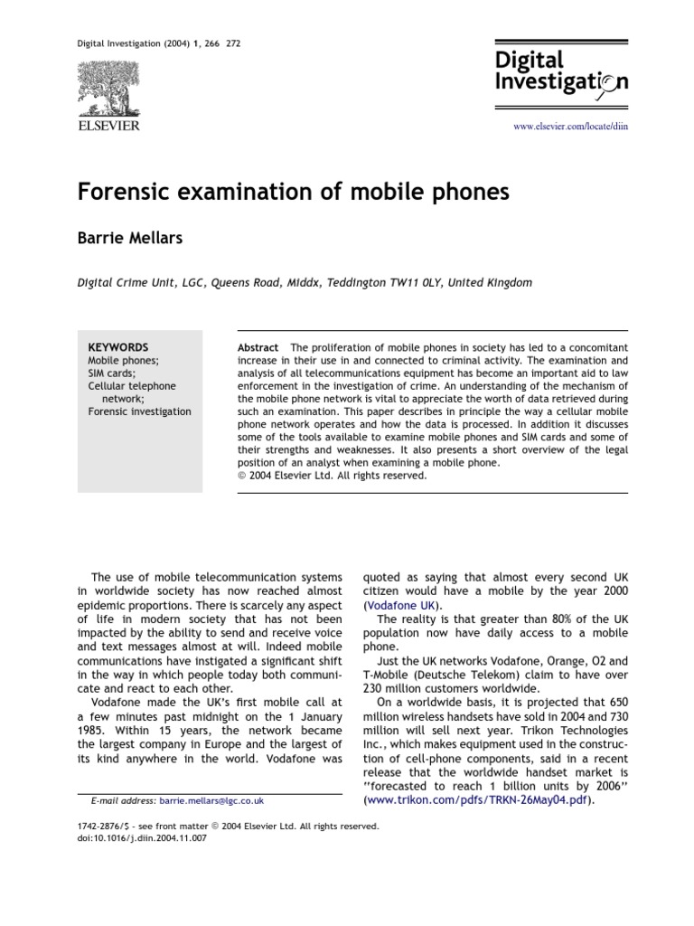 Mobile Phone Forensic Analysis Guide | PDF | Mobile Phones | Base Station