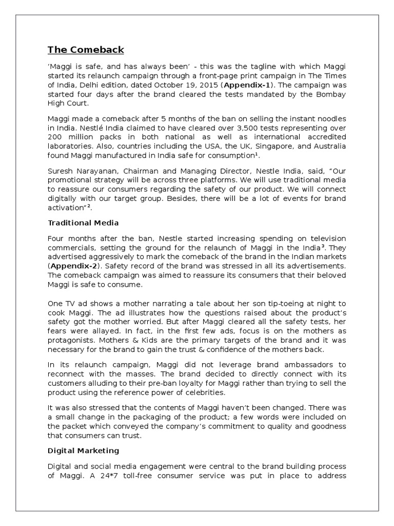 Maggi Comeback | Download Free PDF | Nestlé | Brand