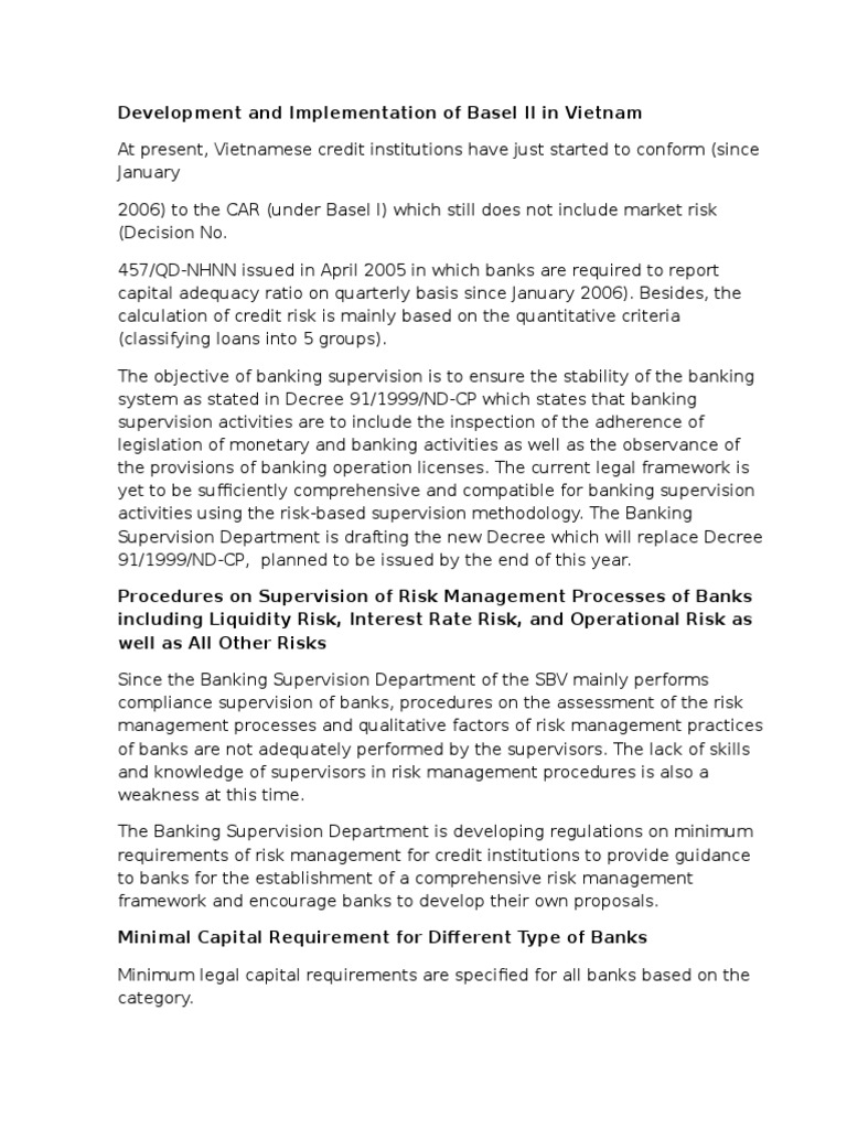 Development and Implementation of Basel II in Vietnam | PDF | Basel Ii ...