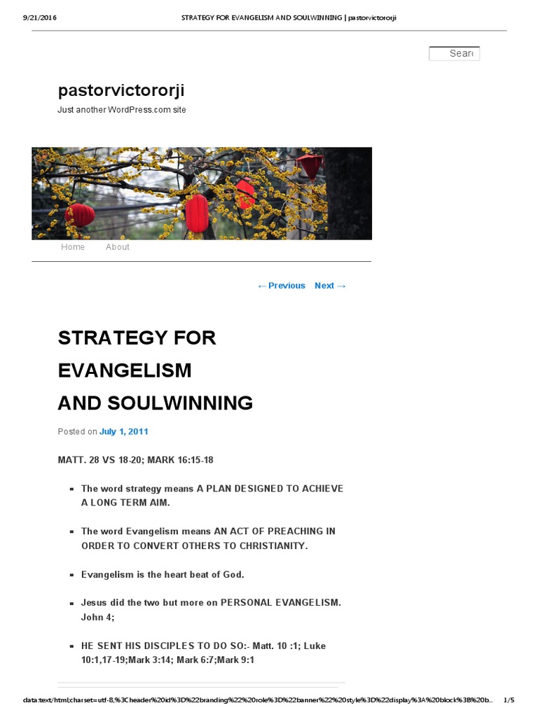 Strategy For Evangelism and Soulwinning | PDF | Evangelism | Gospel Of Mark