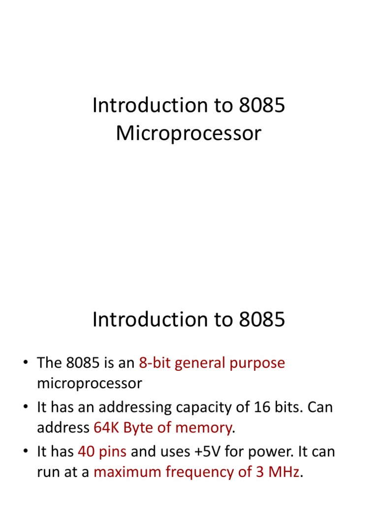 Class 2-Introduction To 8085 Microprocessor PDF | PDF | Input/Output | Instruction Set