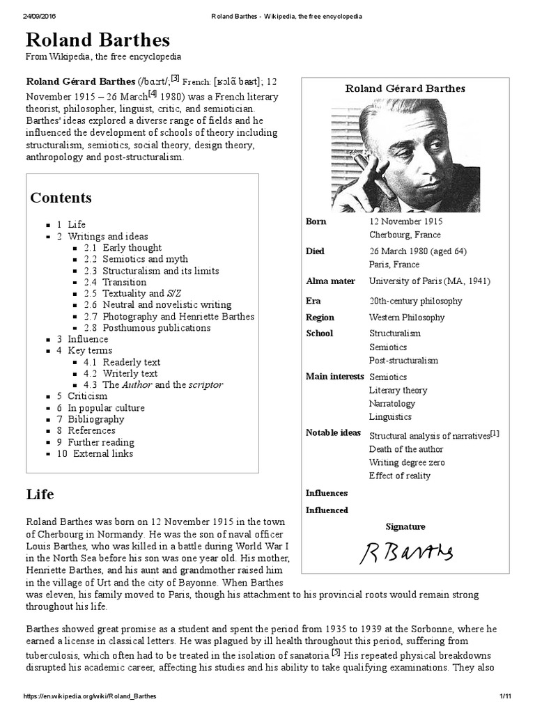 Roland Barthes | PDF | Semiotics | Cognitive Science