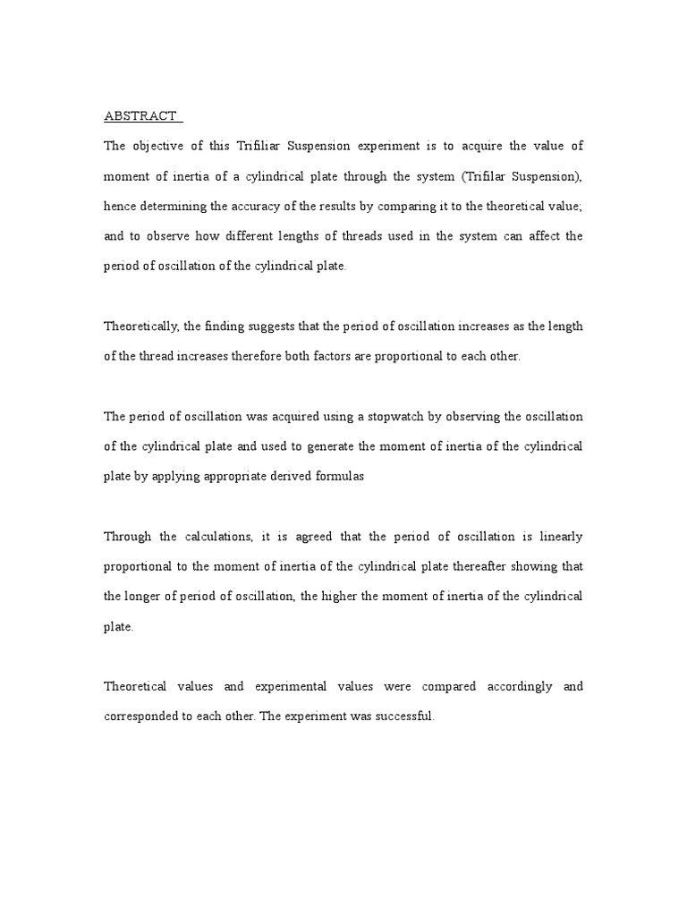 Trifilar Suspension: Moment of Inertia Experiment | PDF | Torque ...