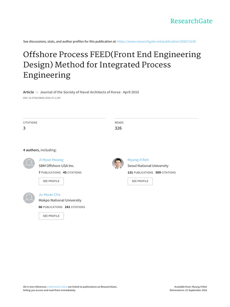 Offshore Process FEEDFront End Engineering Design | PDF | Technology & Engineering