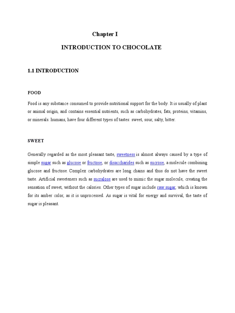 Introduction To Chocolate: Sweet | PDF