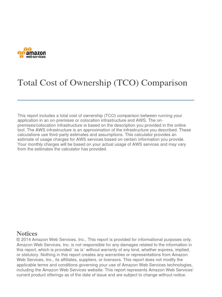 AWS TCO Report Fase Operacion | PDF | Data Center | Solid State Drive