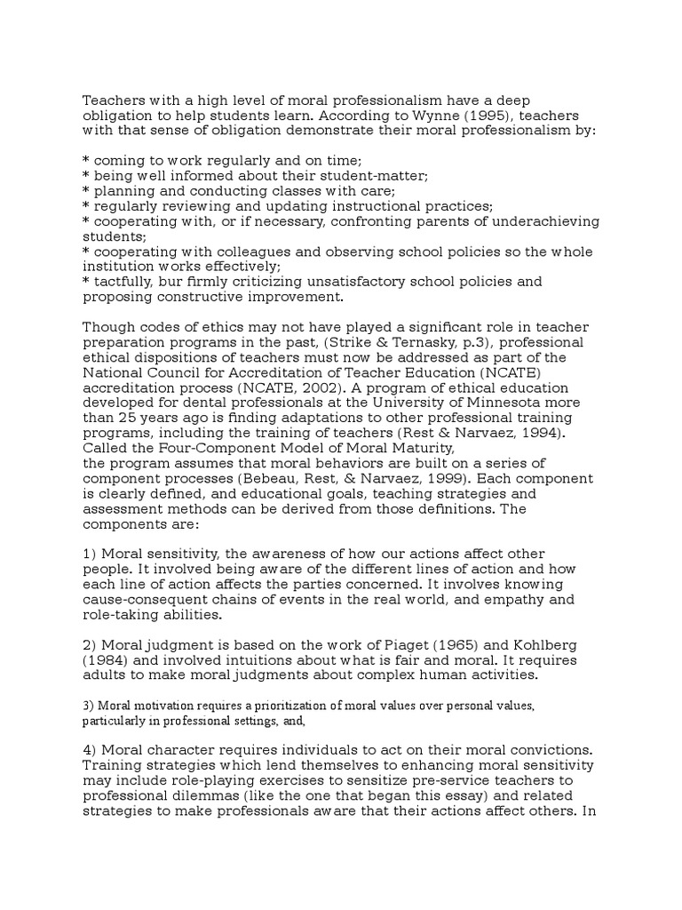 Moral Values of Teacher | PDF | Teachers | Morality