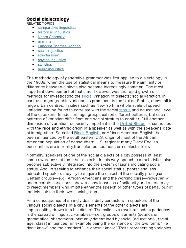Social Dialectology Pdf Sociolinguistics Dialectology