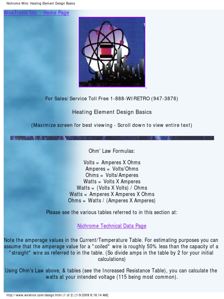 Nichrome Wire Heating Element Design Basics PDF | PDF | Volt ...