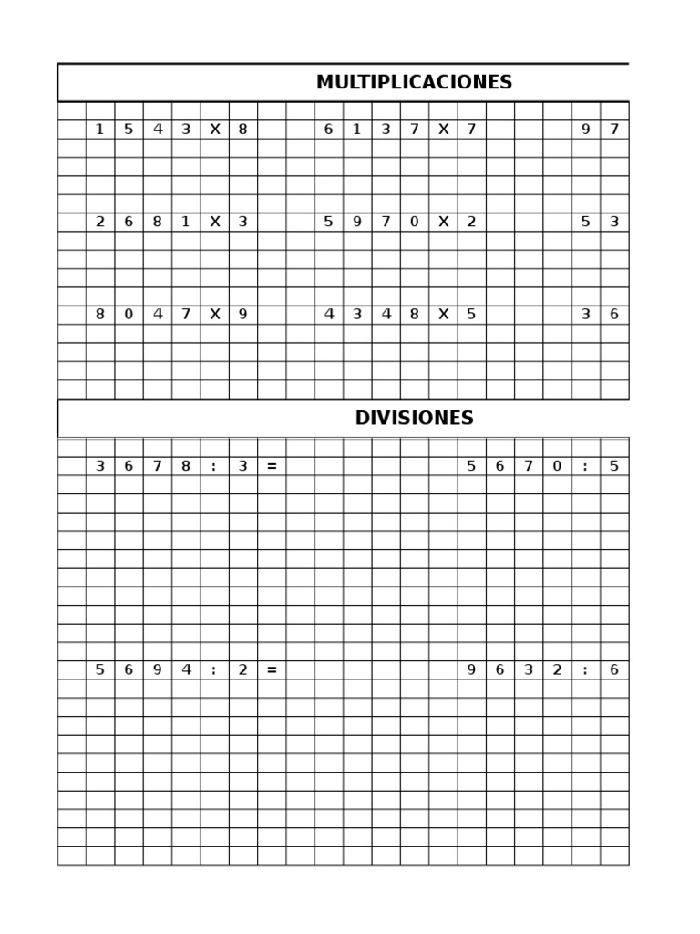 Multiplicaciones y Divisiones Tercer Grado | PDF