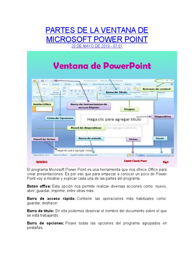 Partes de La Ventana de Microsoft Power Point | Microsoft PowerPoint ...
