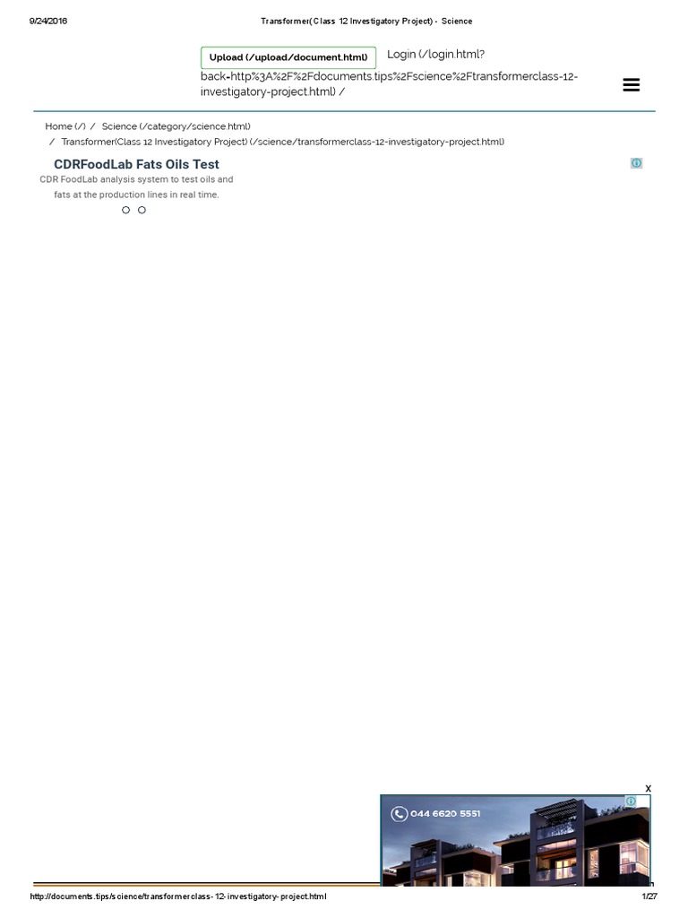 Transformer (Class 12 Investigatory Project) - Science | PDF | Inductor ...