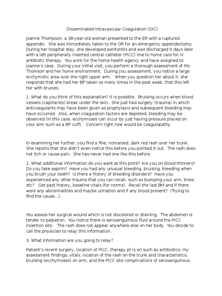 DIC Student Case Study | Download Free PDF | Bleeding | Major Trauma