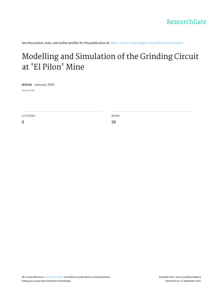 Modelling and Simulation of The Grinding Circuit A PDF | PDF