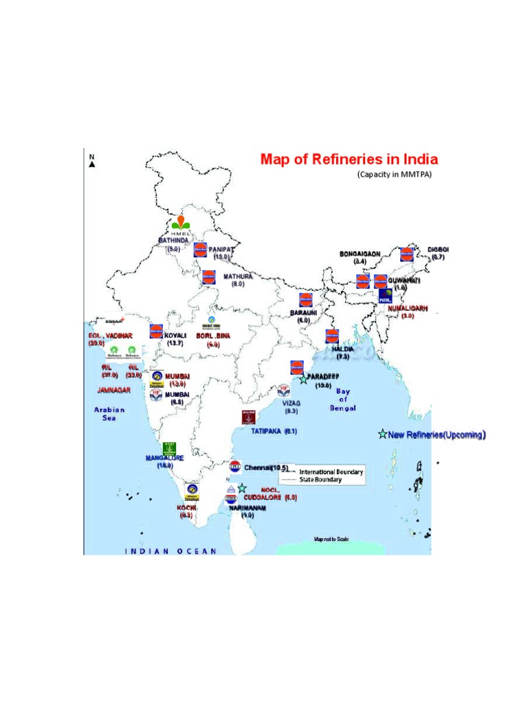 A Comprehensive Map of Oil Refining Capacity Across India | PDF