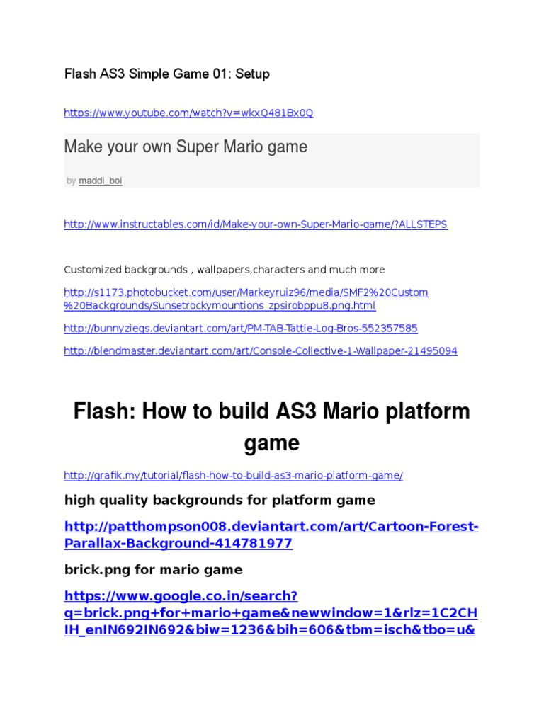 AS3 Platform Game Tutorial - Build a Simple Mario-Style Game from Scratch | PDF | Adobe Flash ...