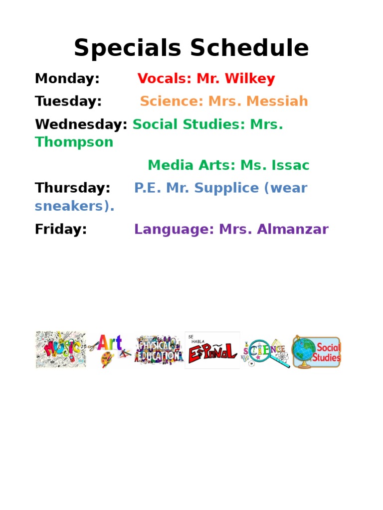 Specials Schedule | PDF