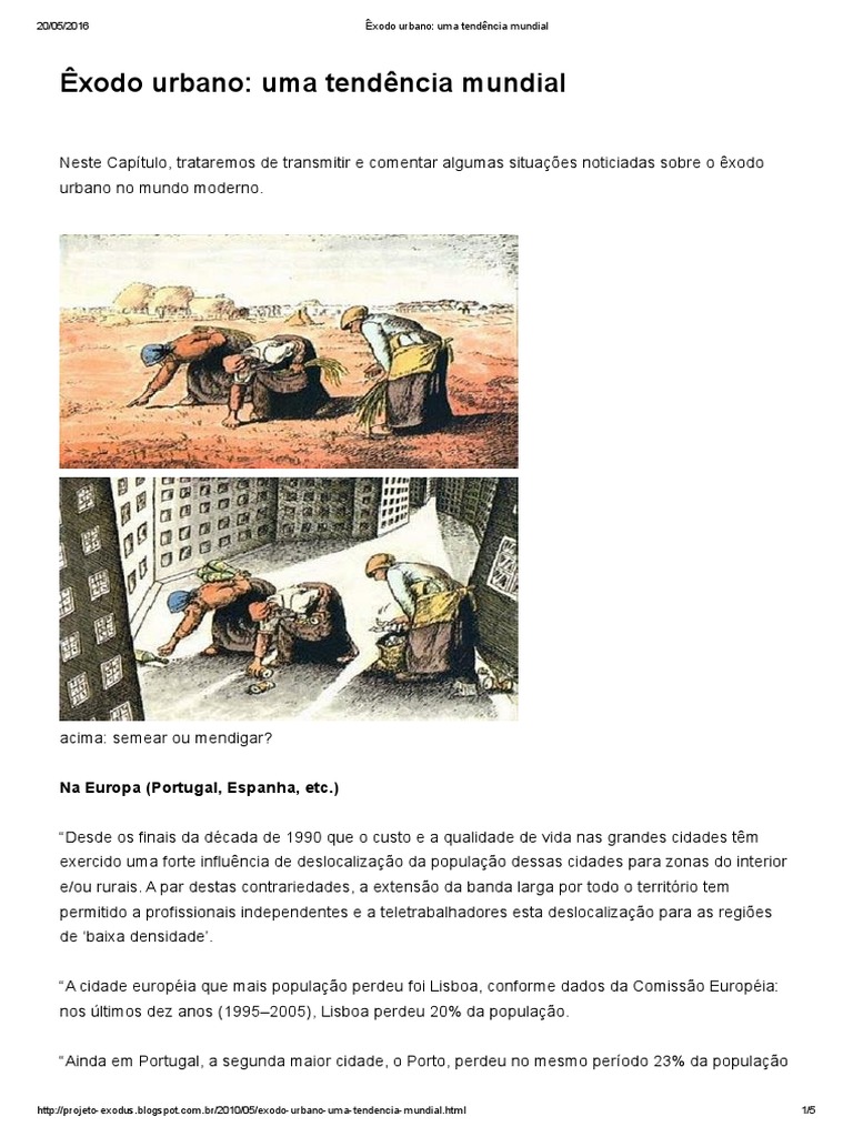 Êxodo Urbano - Uma Tendência Mundial | PDF | Cidade | Portugal