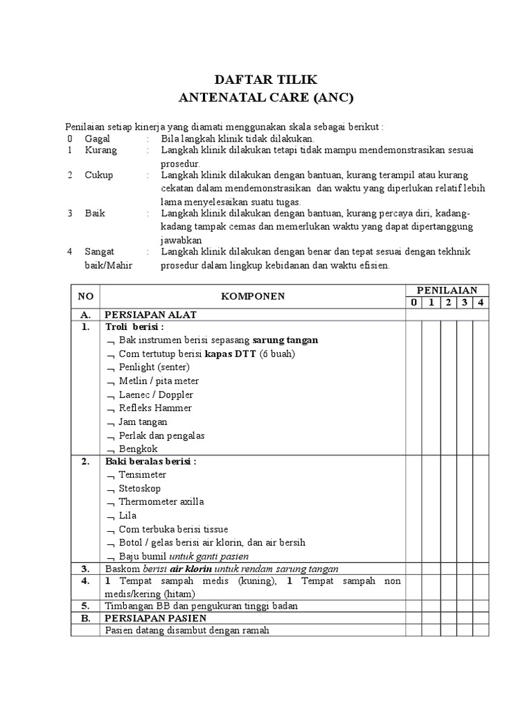 Daftar Tilik Anc | PDF