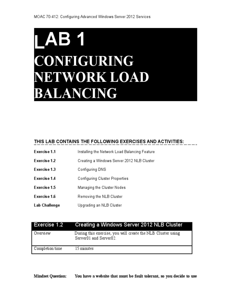 Configuring and Managing a Network Load Balancing Cluster in Windows Server 2012 | PDF | Load ...