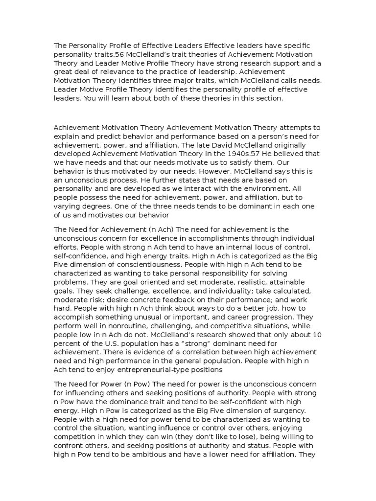 The Personality Profile of Effective Leaders Effective Leaders Have ...