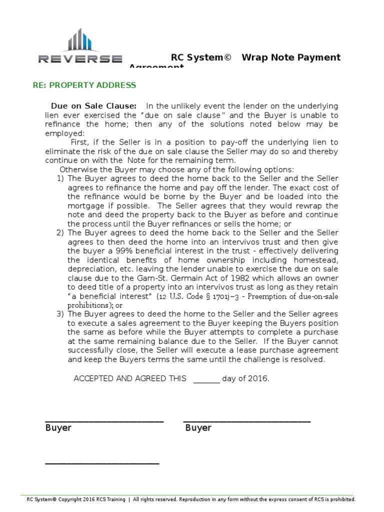 Wrap Note Agreement | PDF | Business | Finance & Money Management