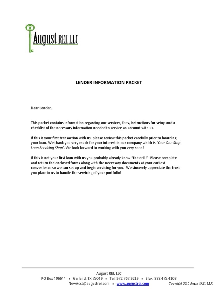 August REI Info Packet PDF | PDF | Mortgage Loan | Loans