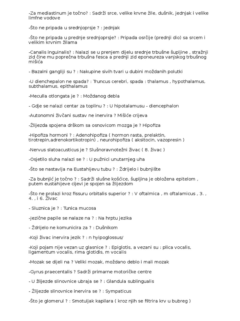 II Kolokvij (Anatomija) | PDF