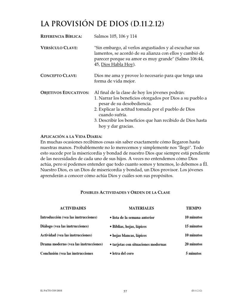 d11.2.12 LA PROVISION DE DIOS PDF | Descargar gratis PDF | Salmos | Oración