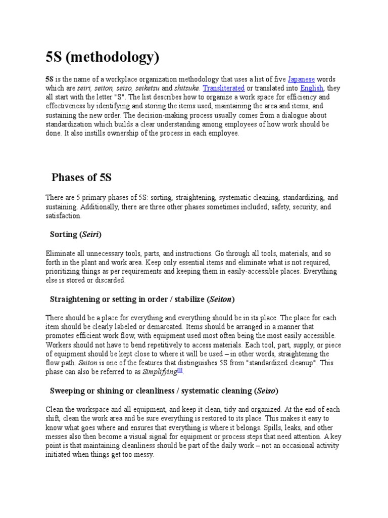5S (Methodology) | PDF | Business | Leadership