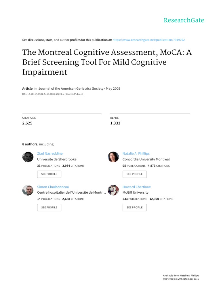 MoCA: Administration and Scoring Guide | PDF | Recall (Memory ...
