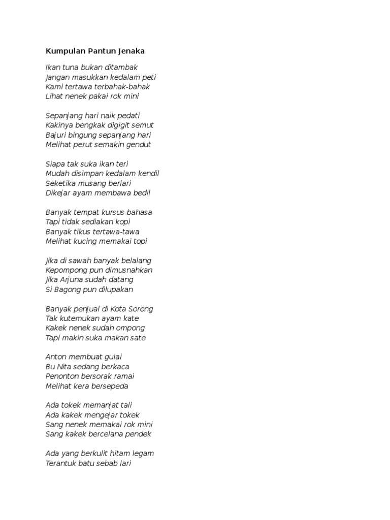 Kumpulan Pantun Jenaka | PDF