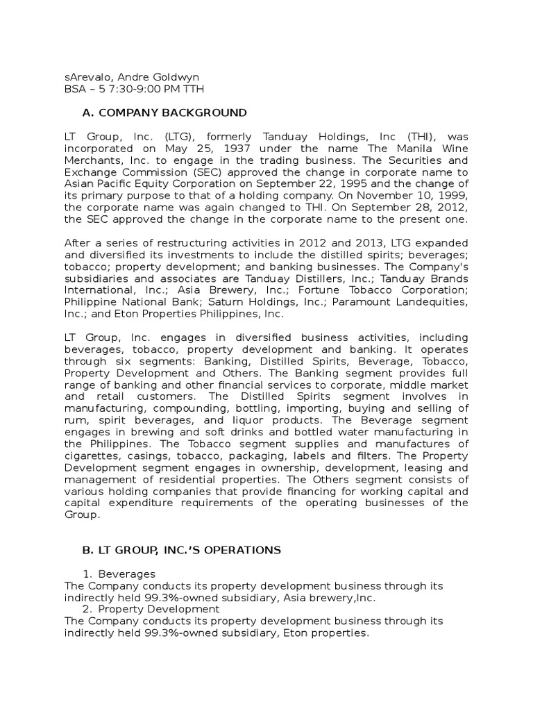 LT Group | PDF | Companies | Investing