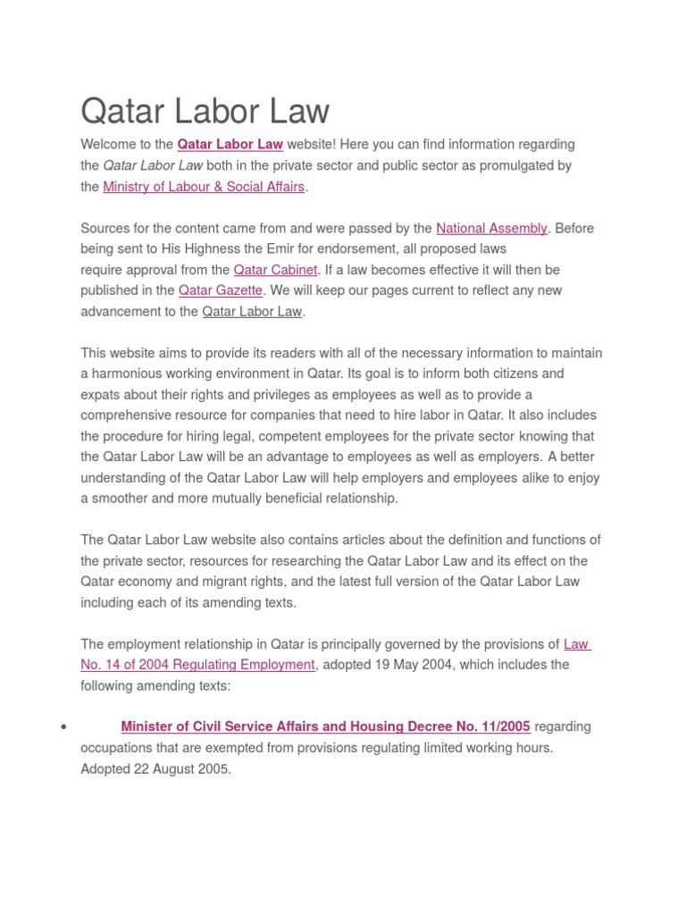 Welcome To Qatar Labor Law | PDF | Qatar | Ramadan