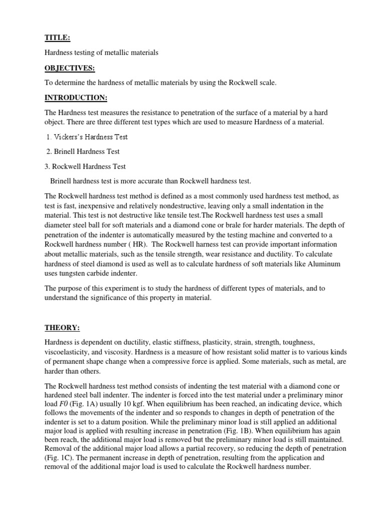 Hardness Report | PDF | Hardness | Continuum Mechanics