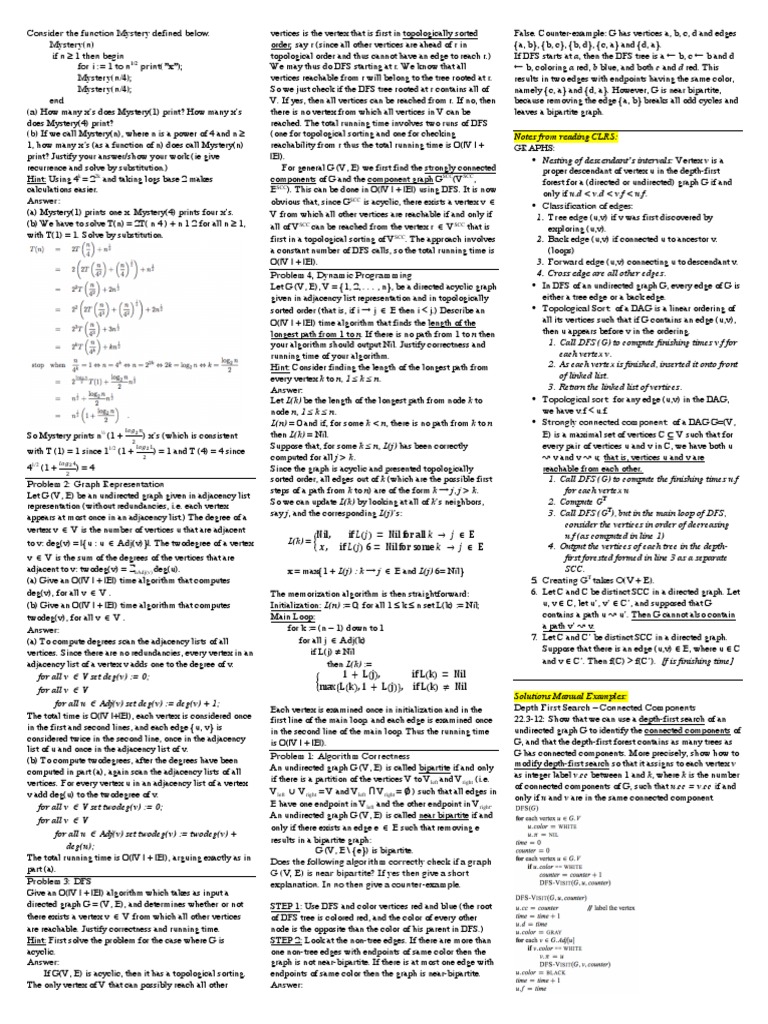 Quiz2 3510 Cheat-Sheet | Download Free PDF | Vertex (Graph Theory) | Applied Mathematics