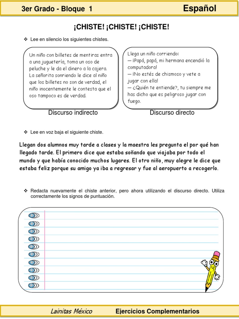 3er Grado - Español - Discurso Directo e Indirecto PDF