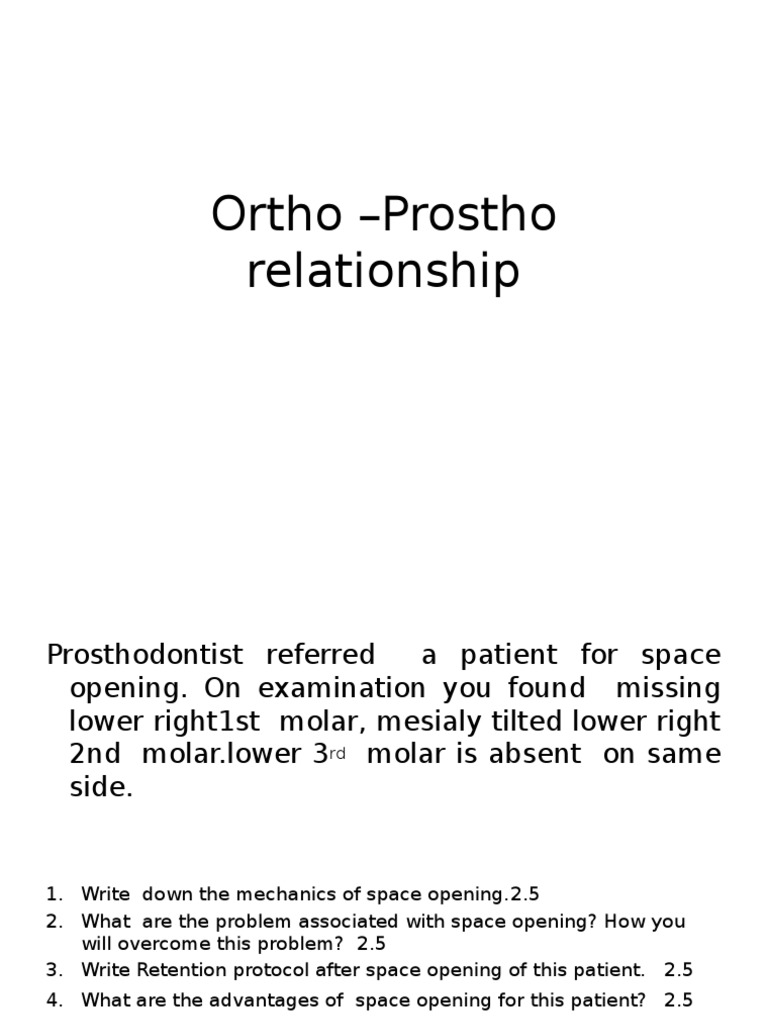 Ortho-Prostho Relationship Overview | PDF | Dental Implant | Orthodontics