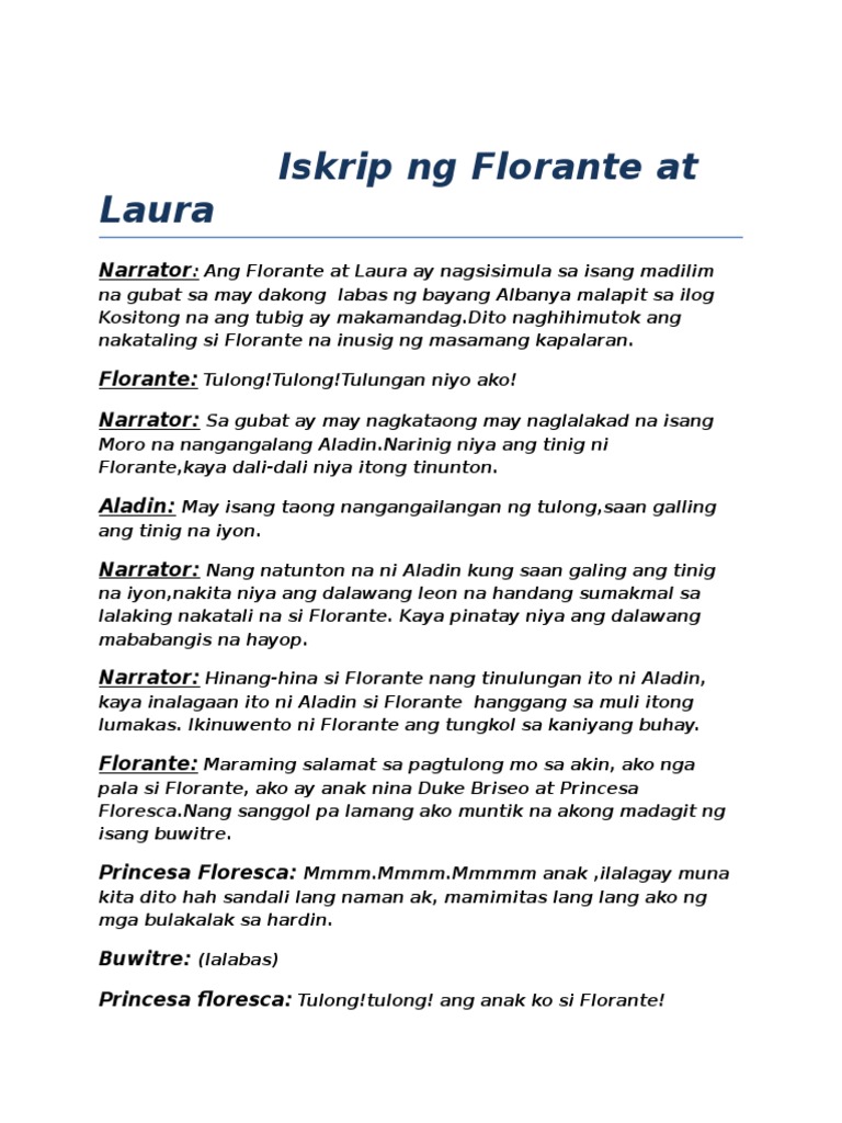 Iskrip NG Florante at Laura | PDF