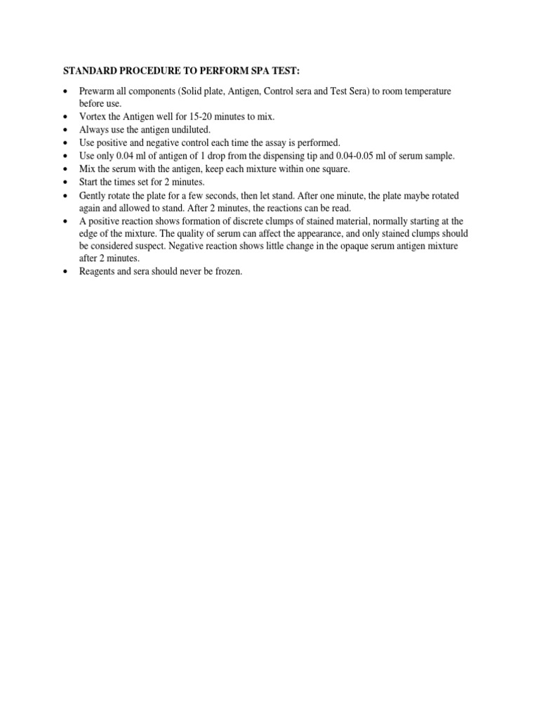 Standard Procedure To Perform Spa Test-Charles River | PDF | Chemistry ...